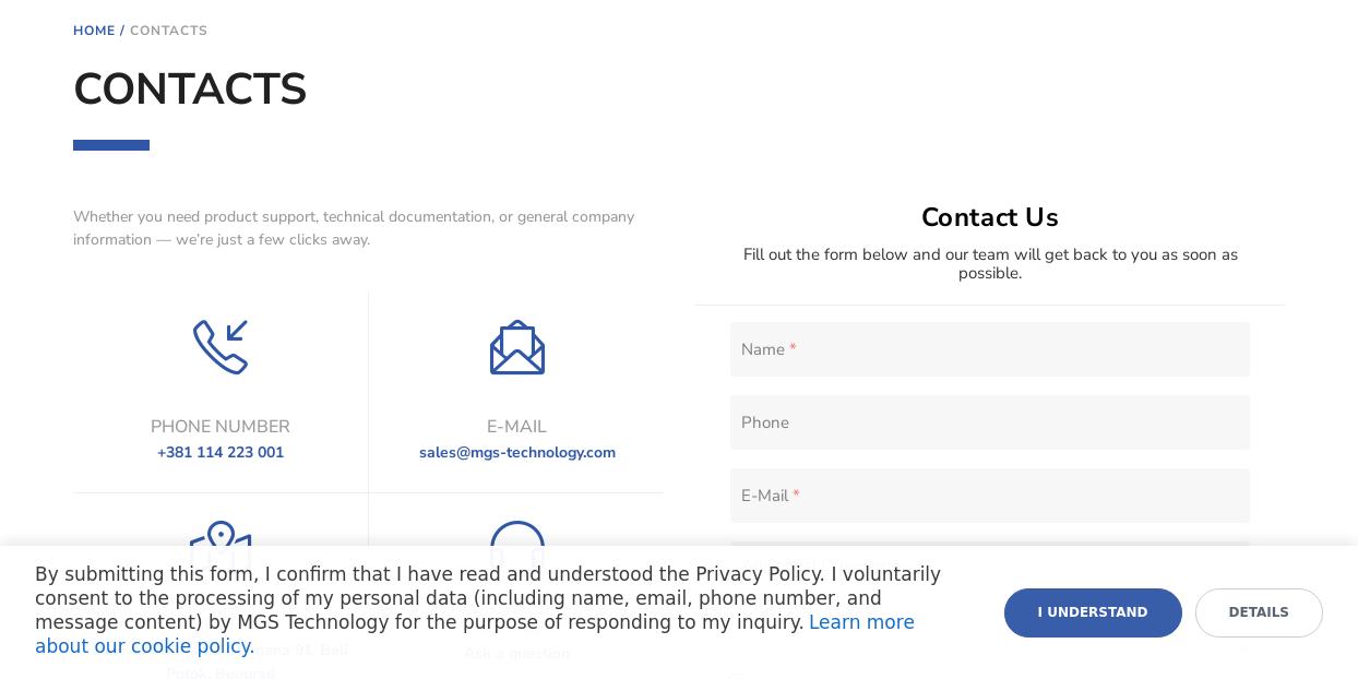Contacts - MGS Technology Company